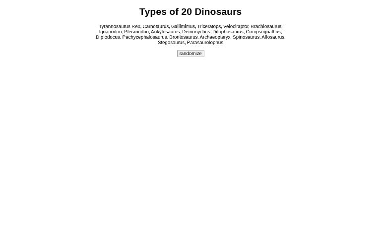 Types of 20 Dinosaurs ― Perchance Generator