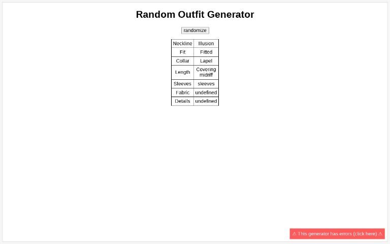 Random Outfit Generator