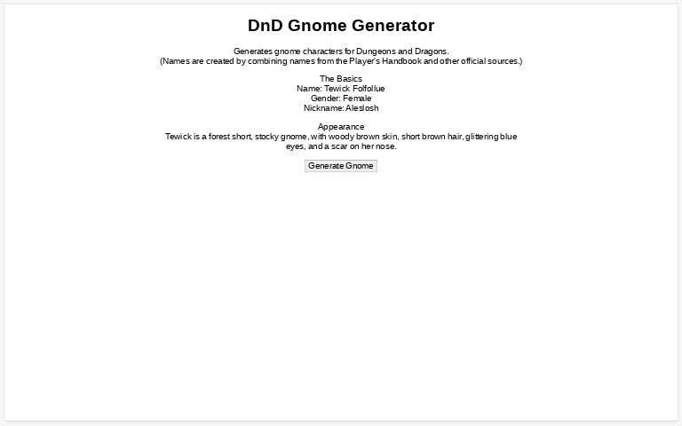 DnD Gnome Generator