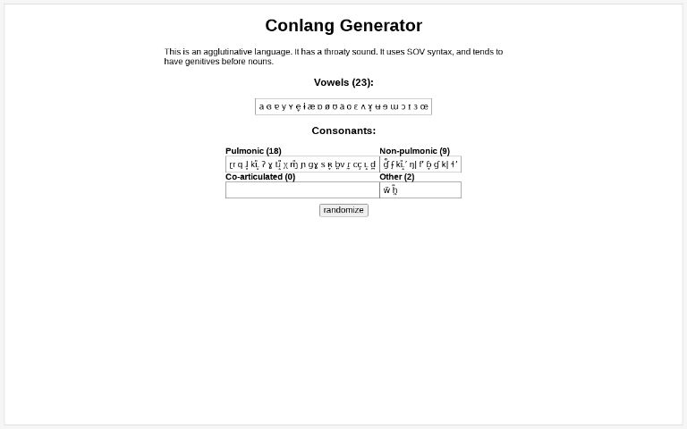 Conlang Generator