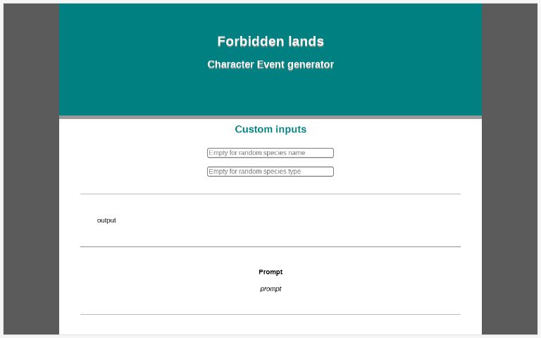 Forbidden lands ― Perchance Generator