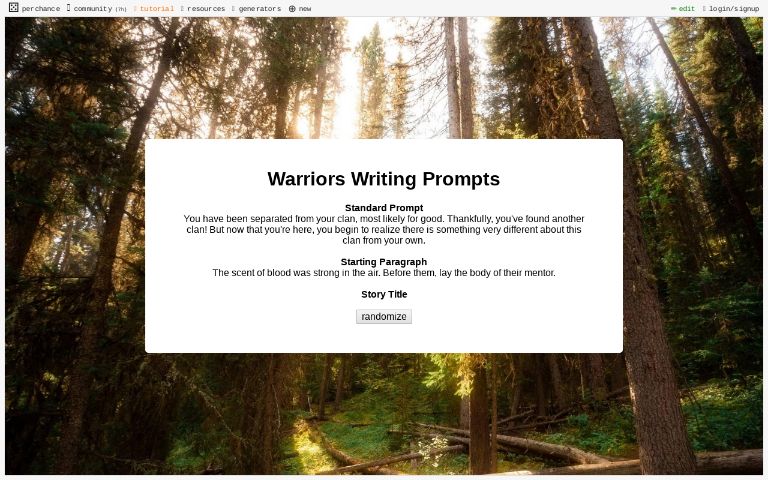 Warriors Writing Prompts ― Perchance Generator