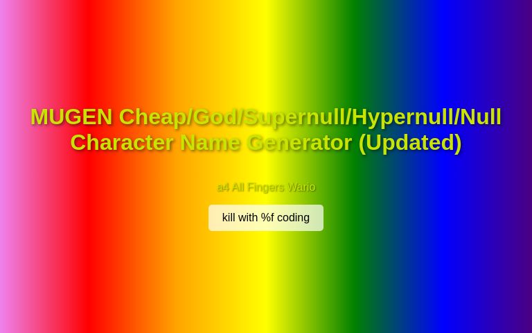 MUGEN Cheap Character Name Generator