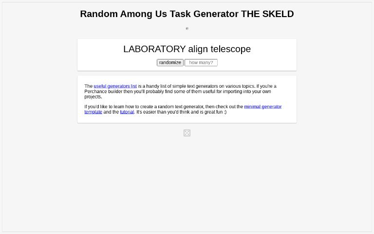 Random Among Us Task Generator THE SKELD