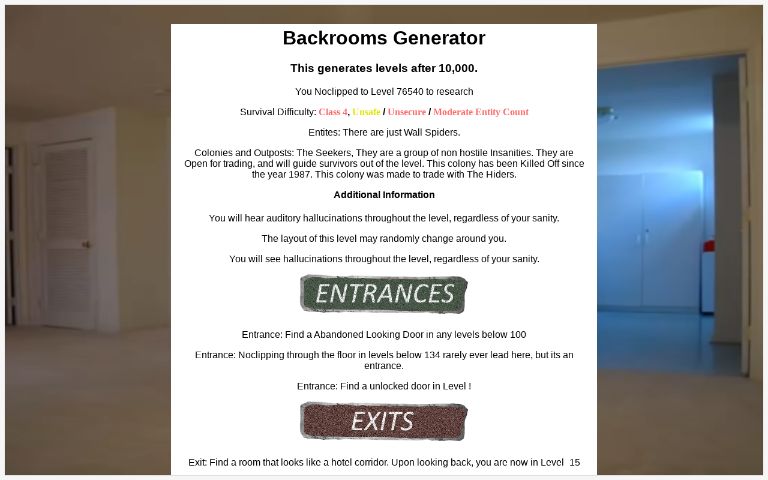 Backrooms Generator