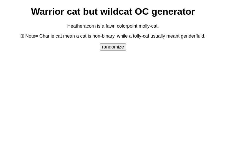 Warrior cat but wildcat OC generator