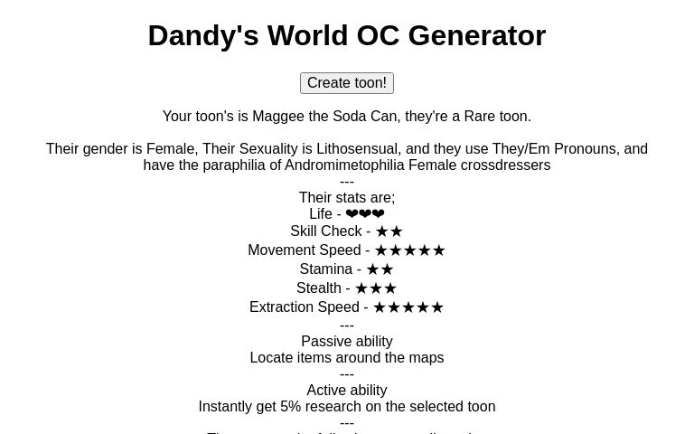 Dandy's World OC Generator