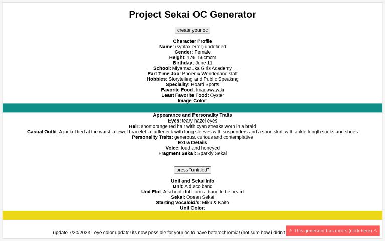 Project Sekai OC Generator