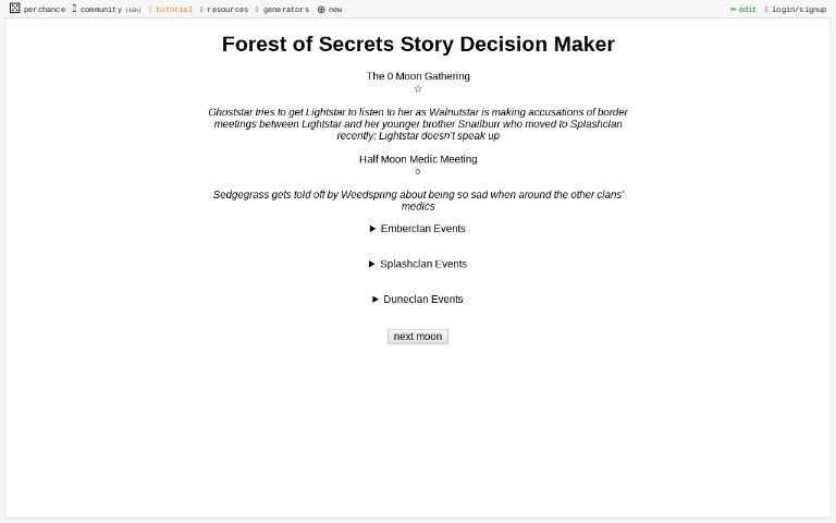 Forest of Secrets Story Decision Maker ― Perchance Generator