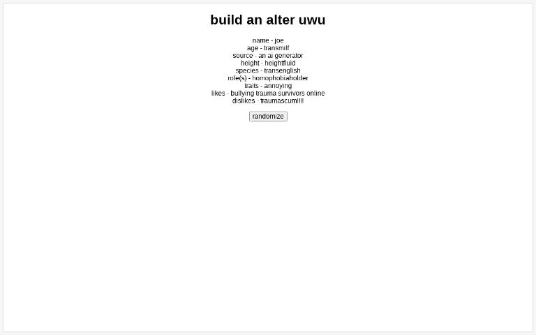 build an alter uwu ― Perchance Generator