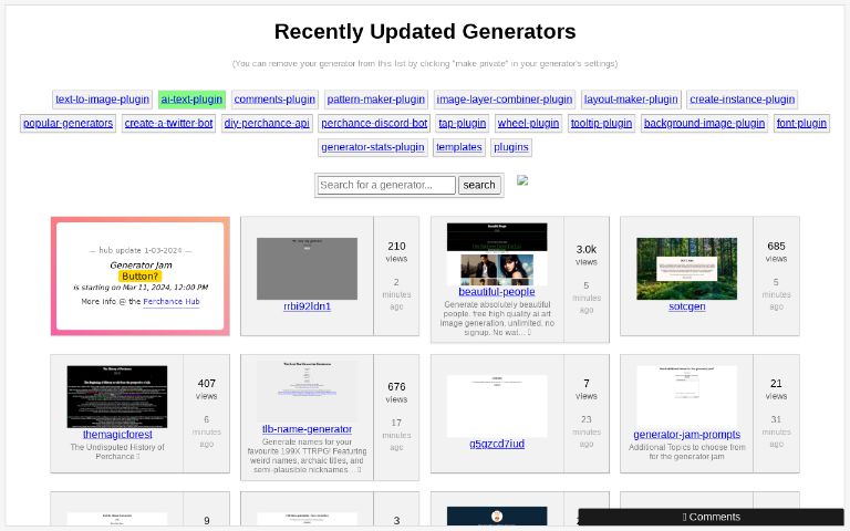 Recently Updated Generators