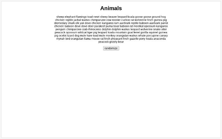 Animals ― Perchance Generator