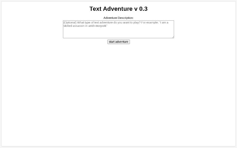 Text Adventure v 0.3 ― Perchance Generator