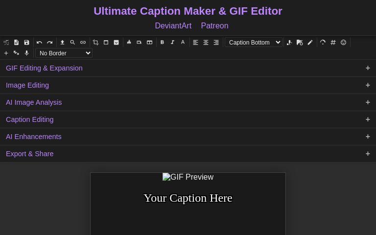 Ultimate Caption Maker & GIF Editor ― Perchance Generator