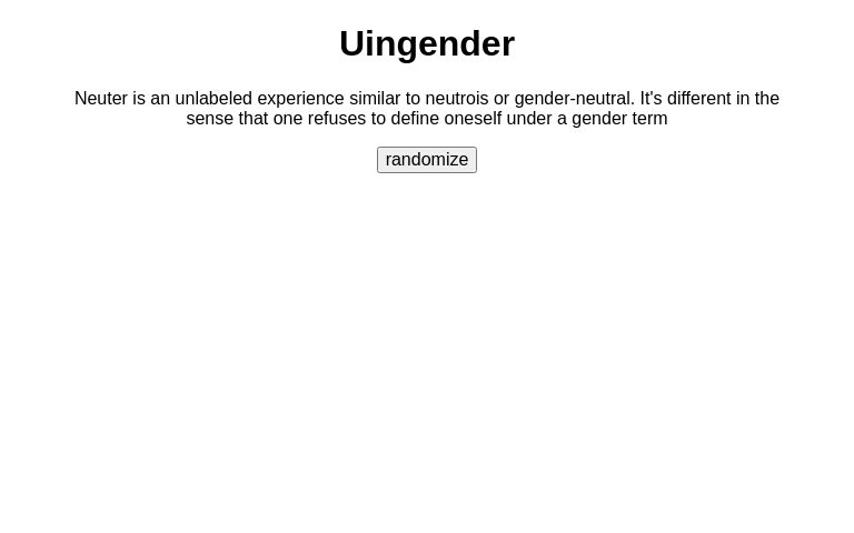 Uingender ― Perchance Generator