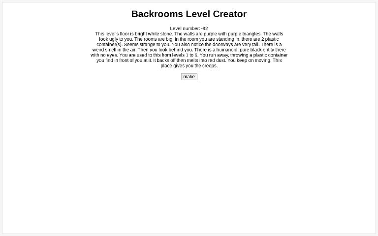 Backrooms Level Creator ― Perchance Generator