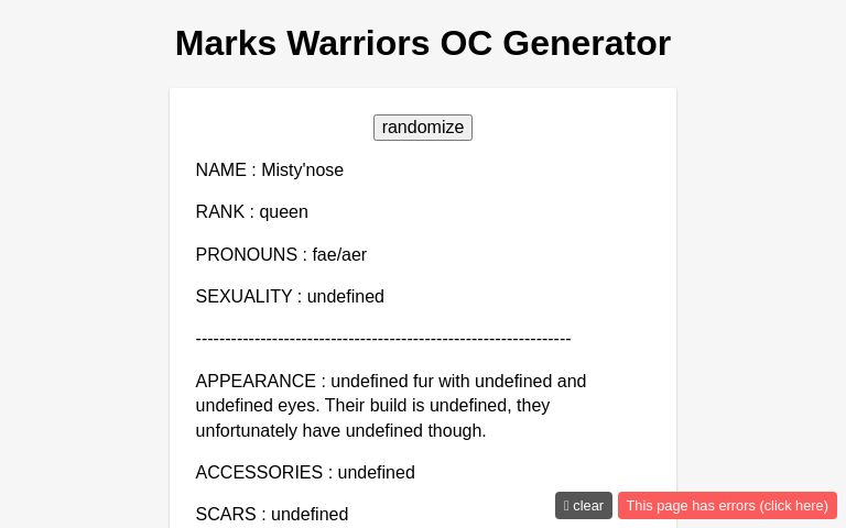 Marks Warriors OC Generator