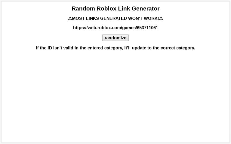Random Roblox Link Generator