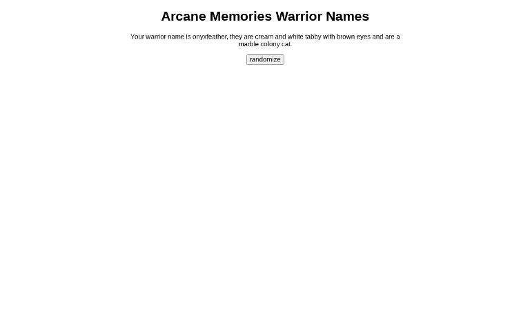 Arcane Memories Warrior Names ― Perchance Generator