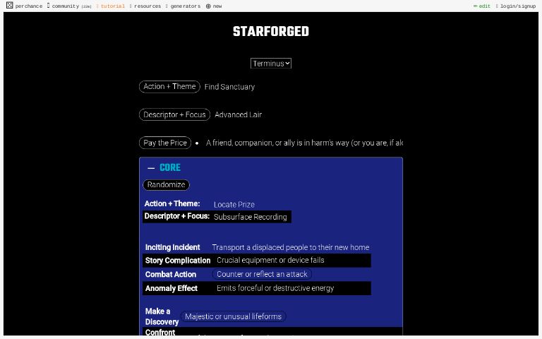 Starforged ― Perchance Generator