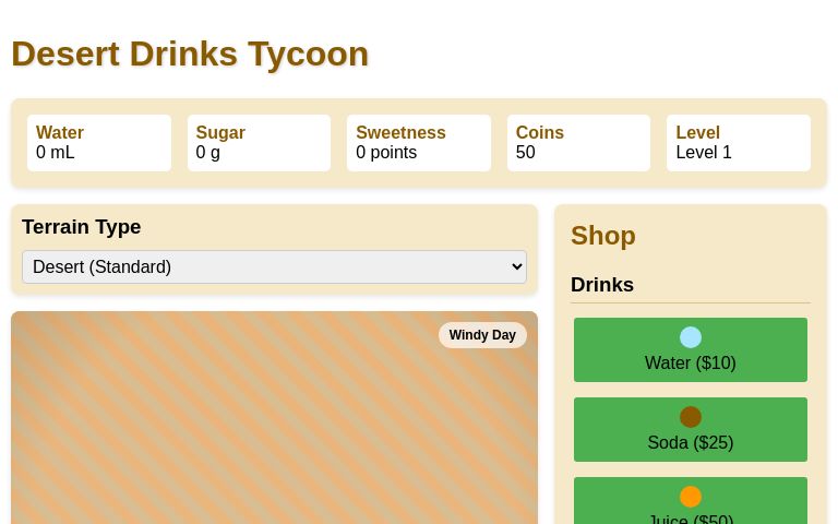 Desert Drinks Tycoon ― Perchance Generator