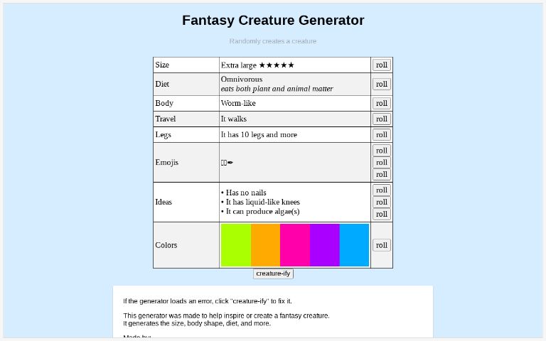 Fantasy Creature Generator