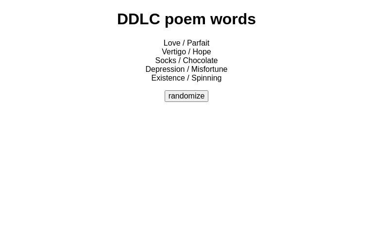 DDLC poem words ― Perchance Generator