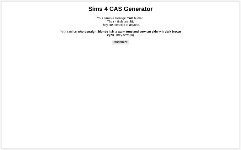 Sims 4 CAS Generator