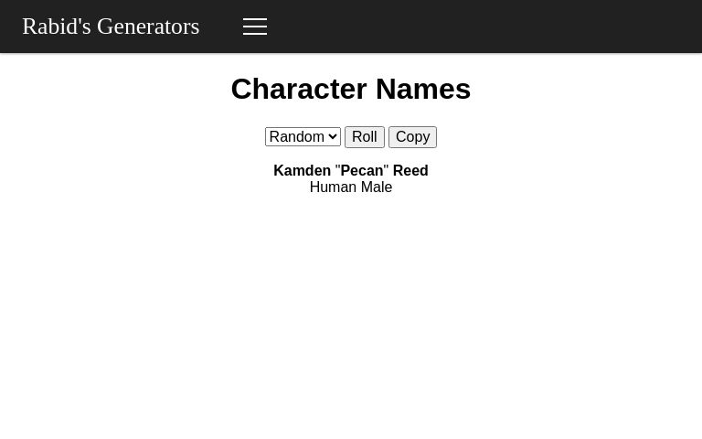 Character Names ― Perchance Generator