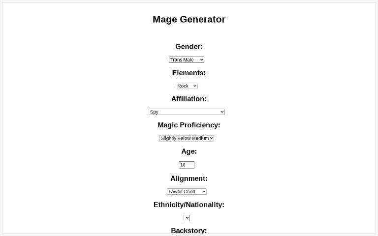 Mage Generator