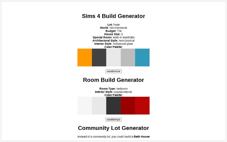 Sims 4 Build Generator