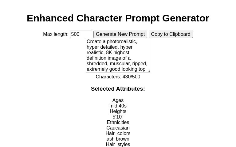Enhanced Character Prompt Generator