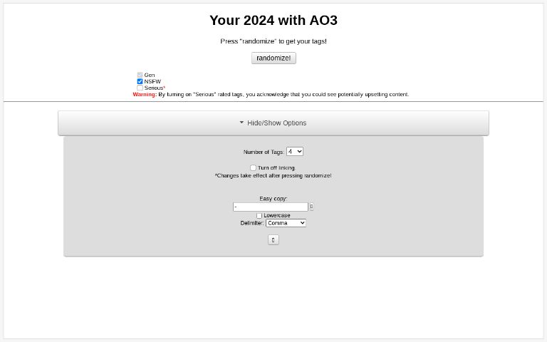 Your 2024 with AO3 ― Perchance Generator