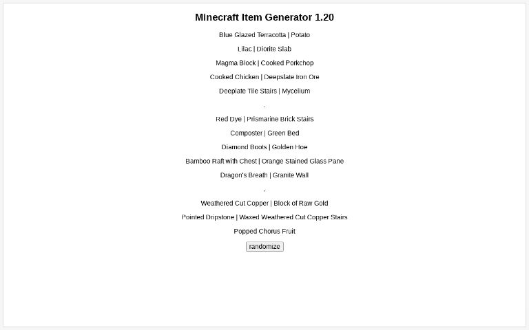 Minecraft Item Generator 1.20