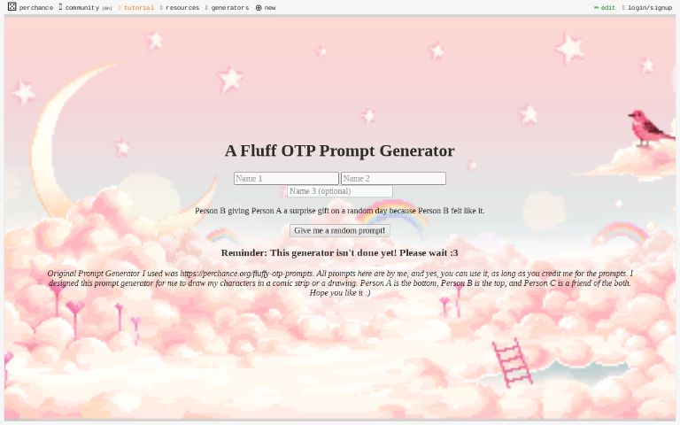 A Fluff OTP Prompt Generator