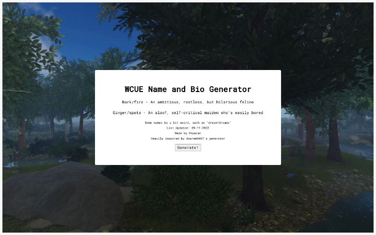 WCUE Name and Bio Generator