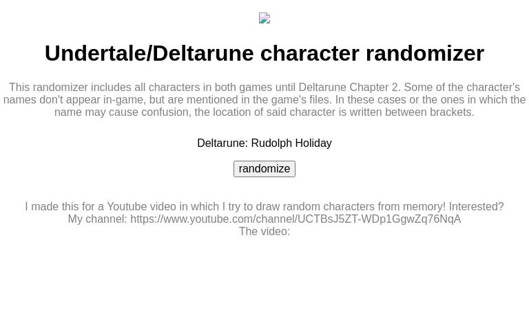 Undertale/Deltarune character randomizer ― Perchance Generator