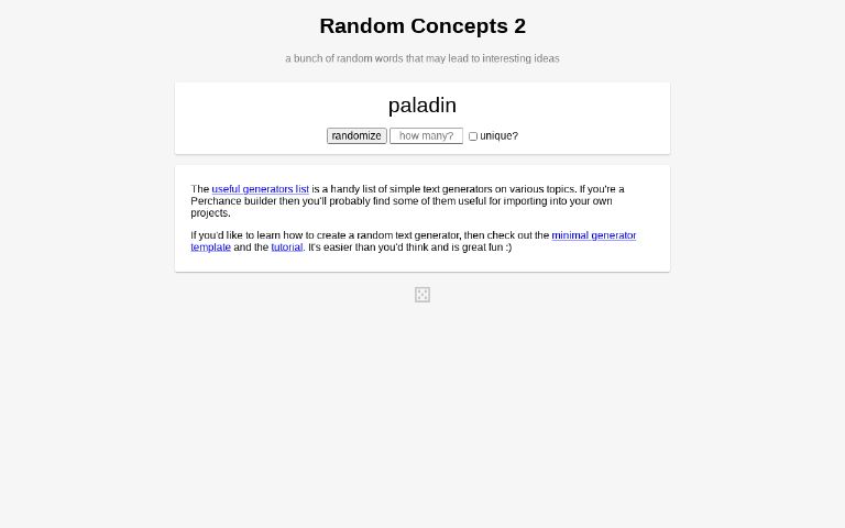 Random Concepts 2 ― Perchance Generator