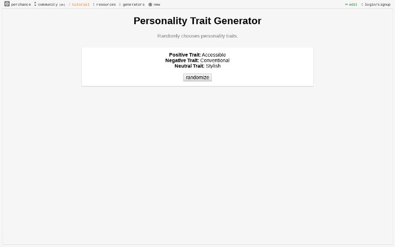 Personality Trait Generator