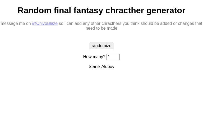 Random final fantasy chracther generator