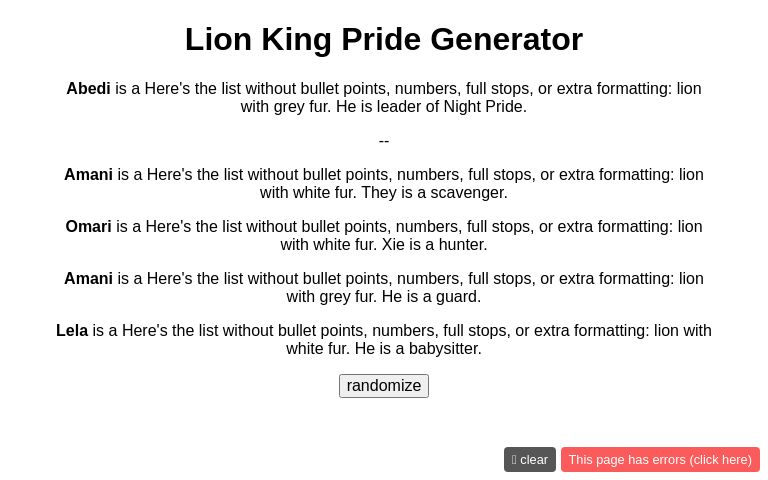 Lion King Pride Generator