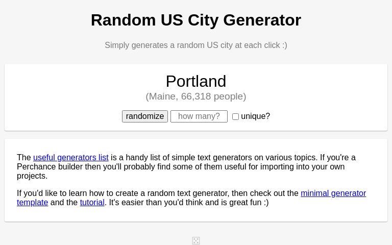 Random US City Generator