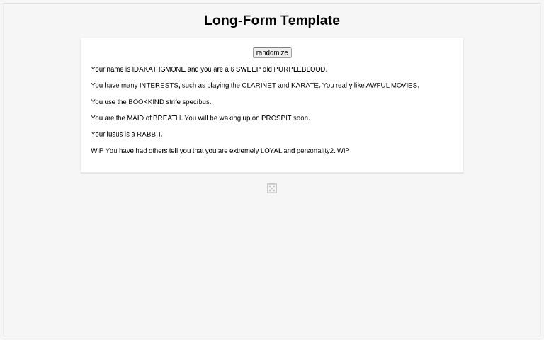 Long-Form Template ― Perchance Generator