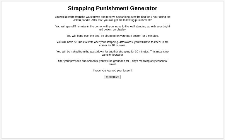 Strapping Punishment Generator