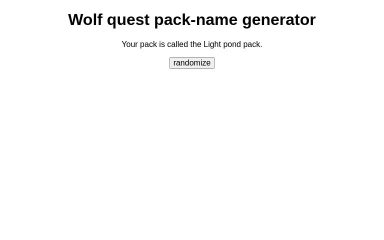 Wolf quest pack-name generator