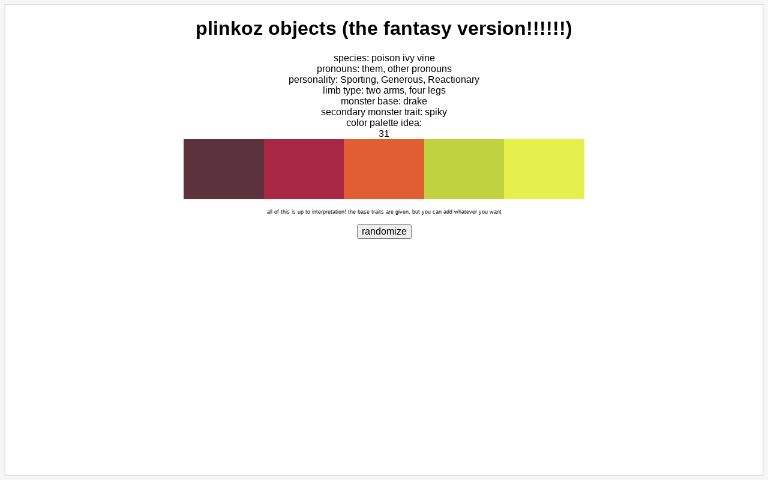 plinkoz objects (the fantasy version!!!!!!) ― Perchance Generator
