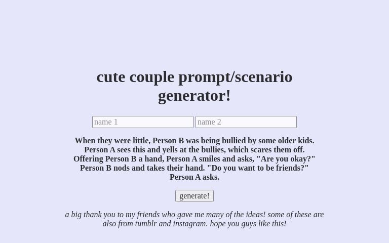 cute couple prompt/scenario generator!
