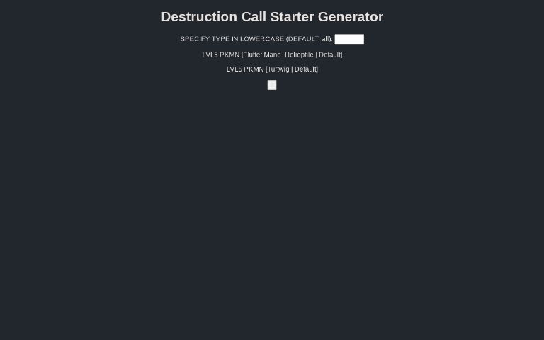 Destruction Call Starter Generator