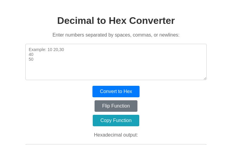 Decimal to Hex Converter ― Perchance Generator
