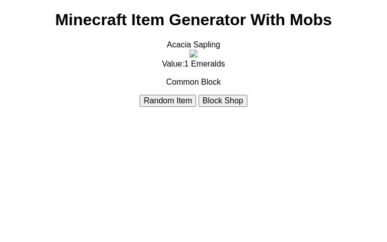 Minecraft Item Generator With Mobs